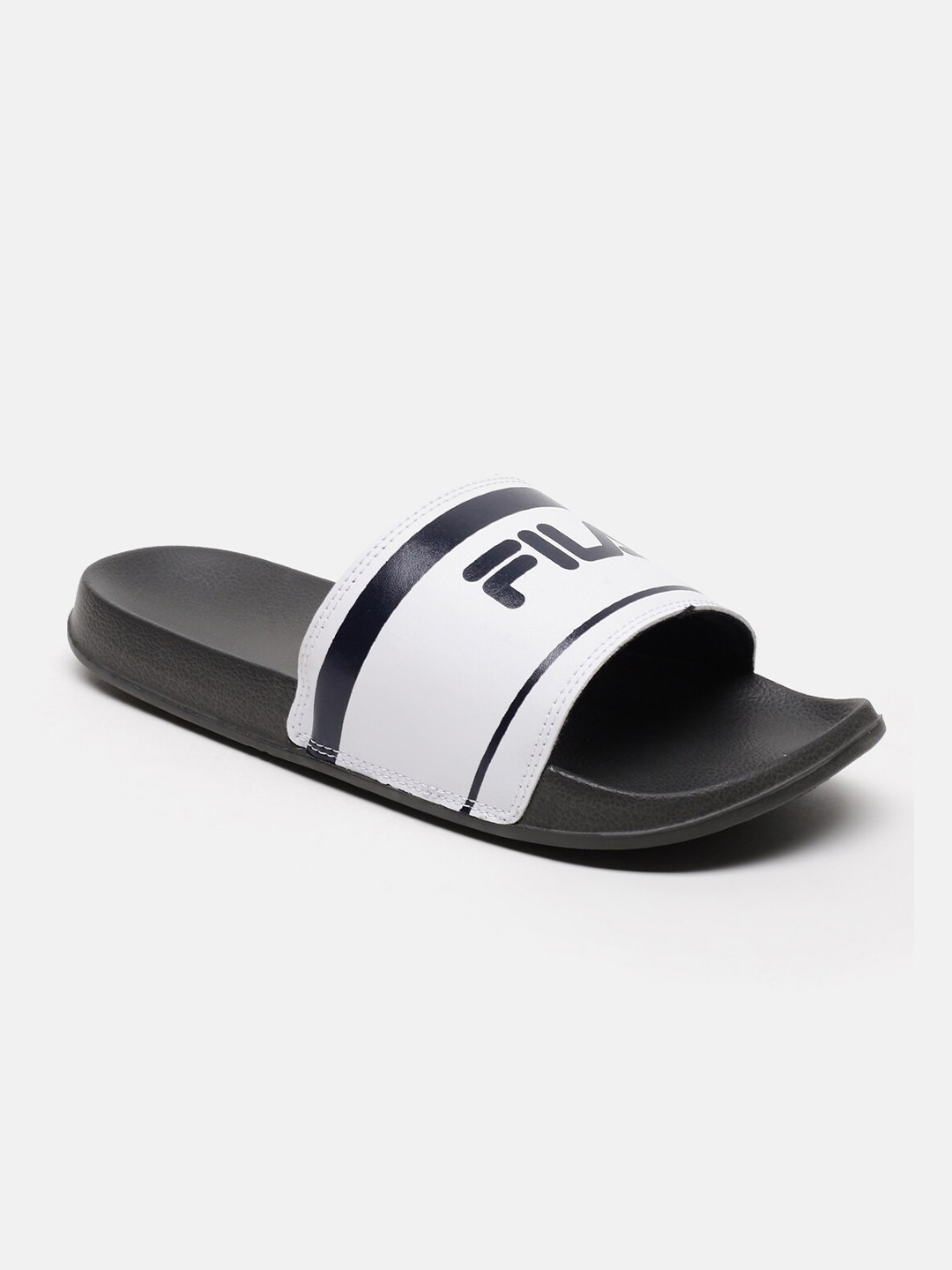 Buy FILA Men Grey & White Mazi Printed Sliders - Flip Flops for Men ...
