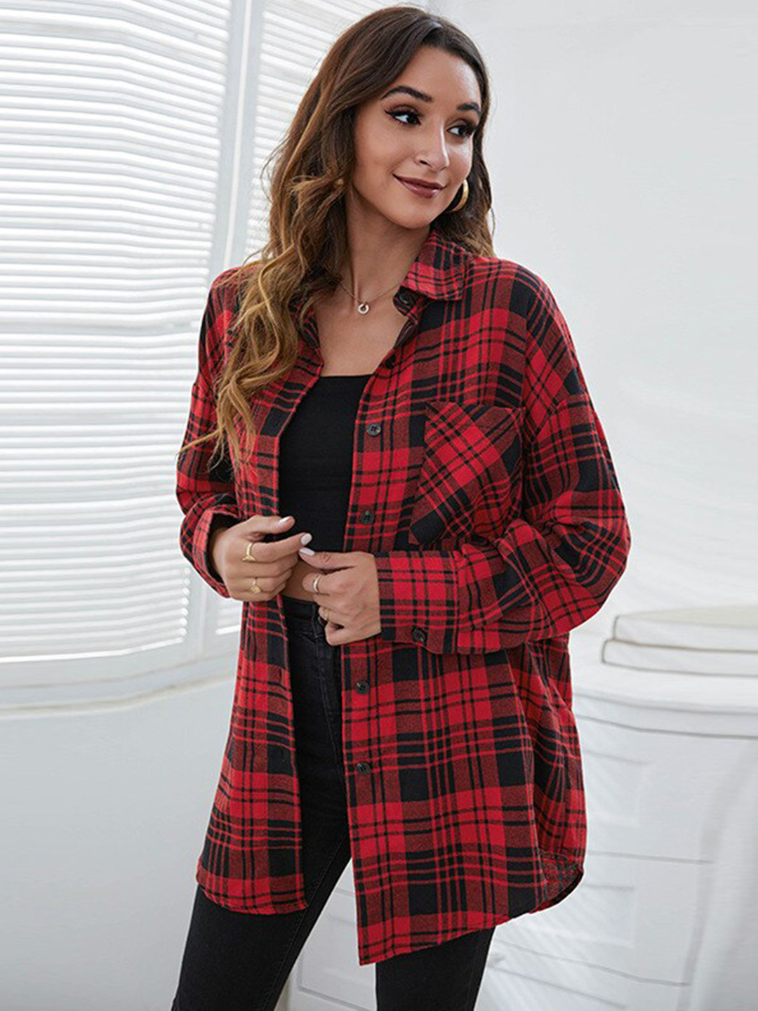 Buy StyleCast Women Red Checked Casual Shirt - Shirts for Women ...