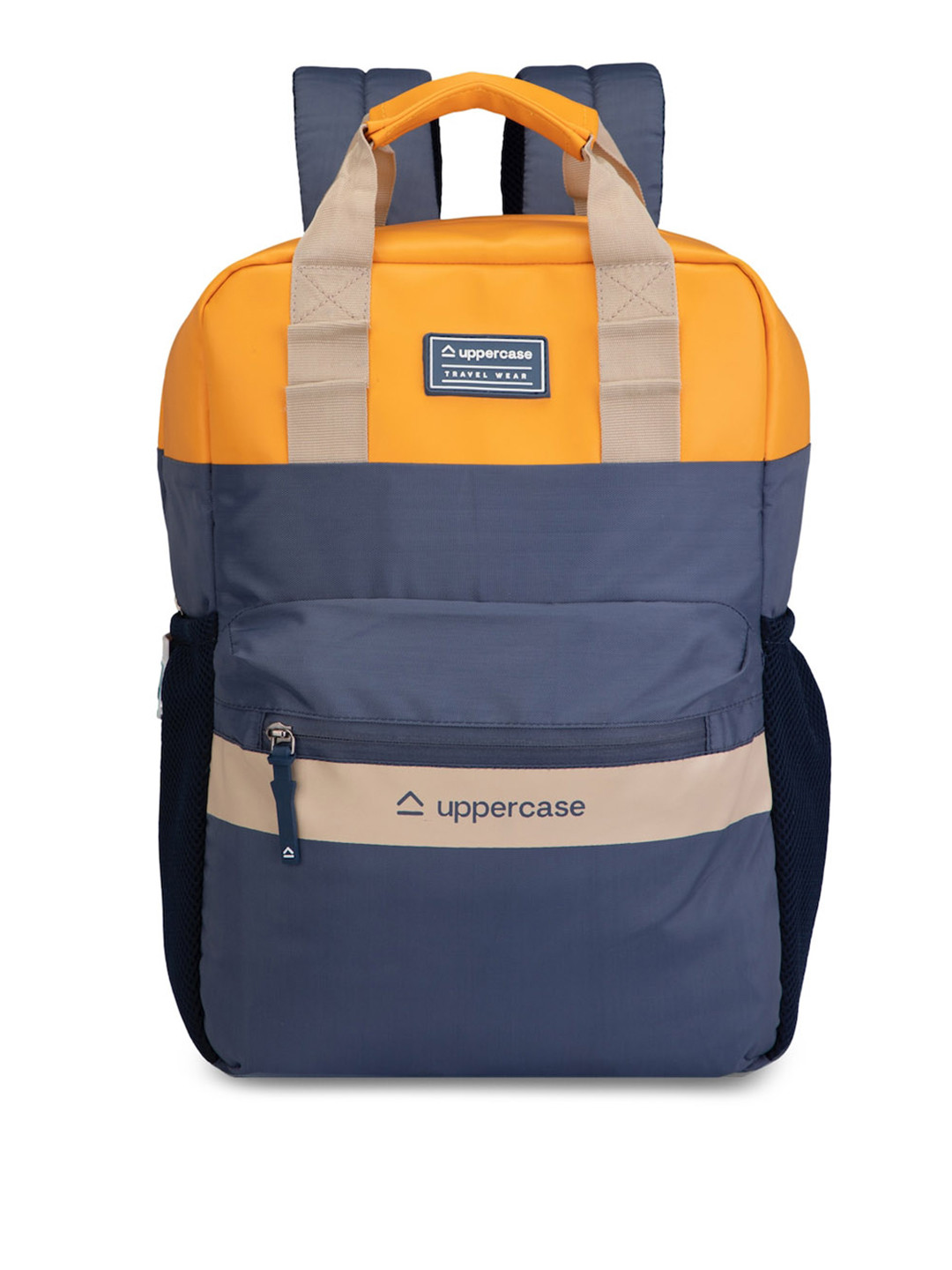 Buy Uppercase Unisex Blue & Yellow Colourblocked Laptop Backpack ...