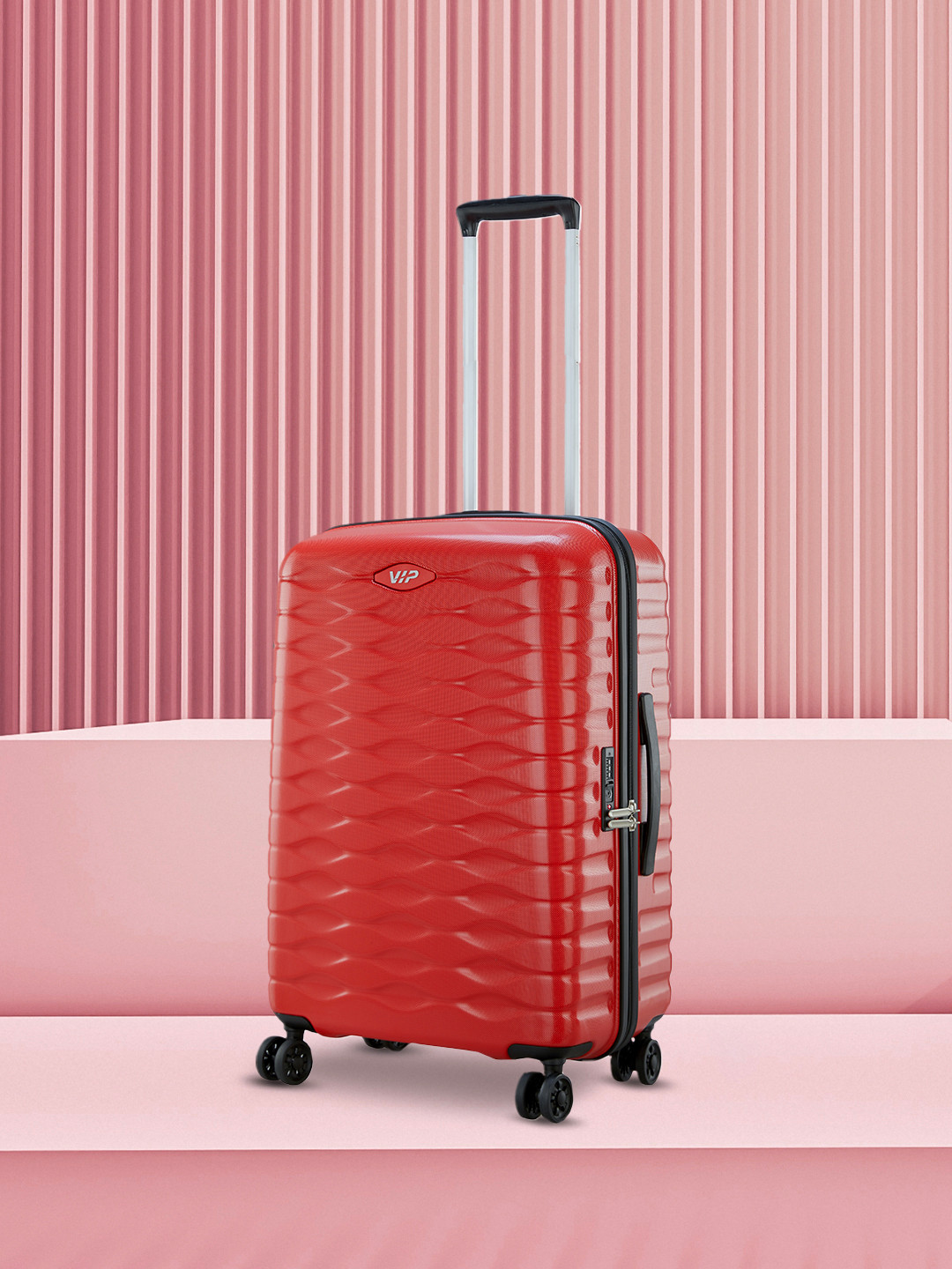 Buy VIP Red Textured Foxtrot AVT Anti Viral Coated Luggage Large ...
