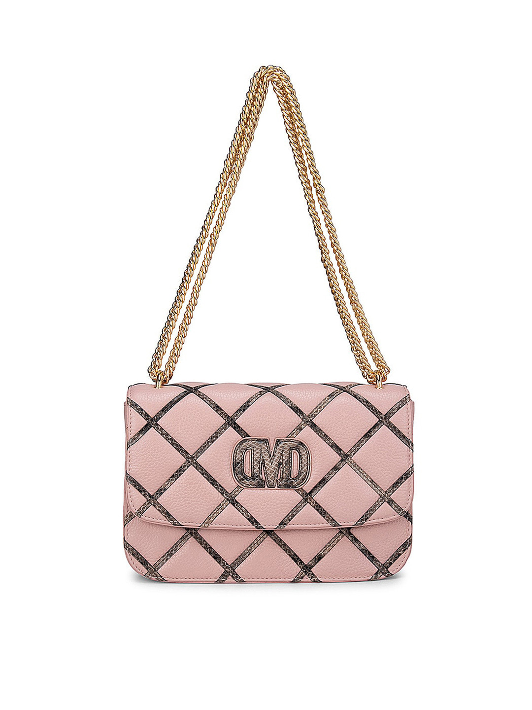 Buy Da Milano Pink Printed Leather Structured Sling Bag With Quilted ...