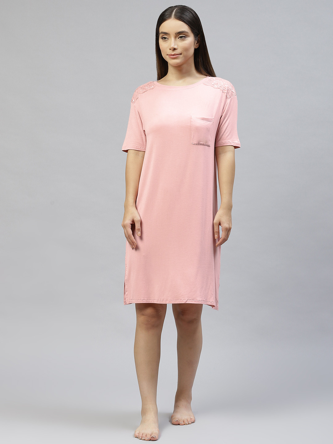 Buy Marks & Spencer Women Pink Nightdress - Nightdress for Women ...