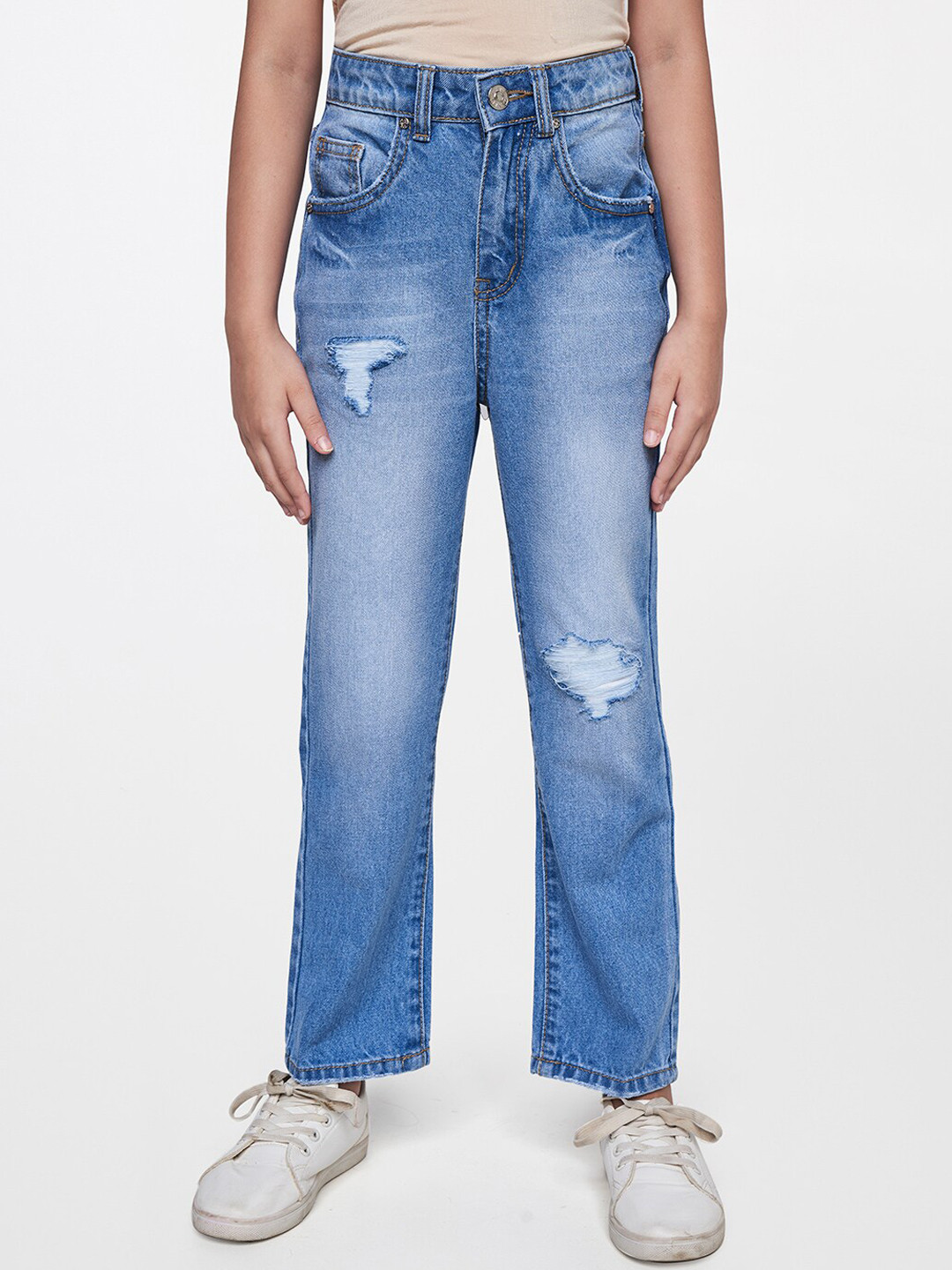 Buy AND Girls Blue Mom Fit Trousers - Trousers for Girls 19286386 | Myntra