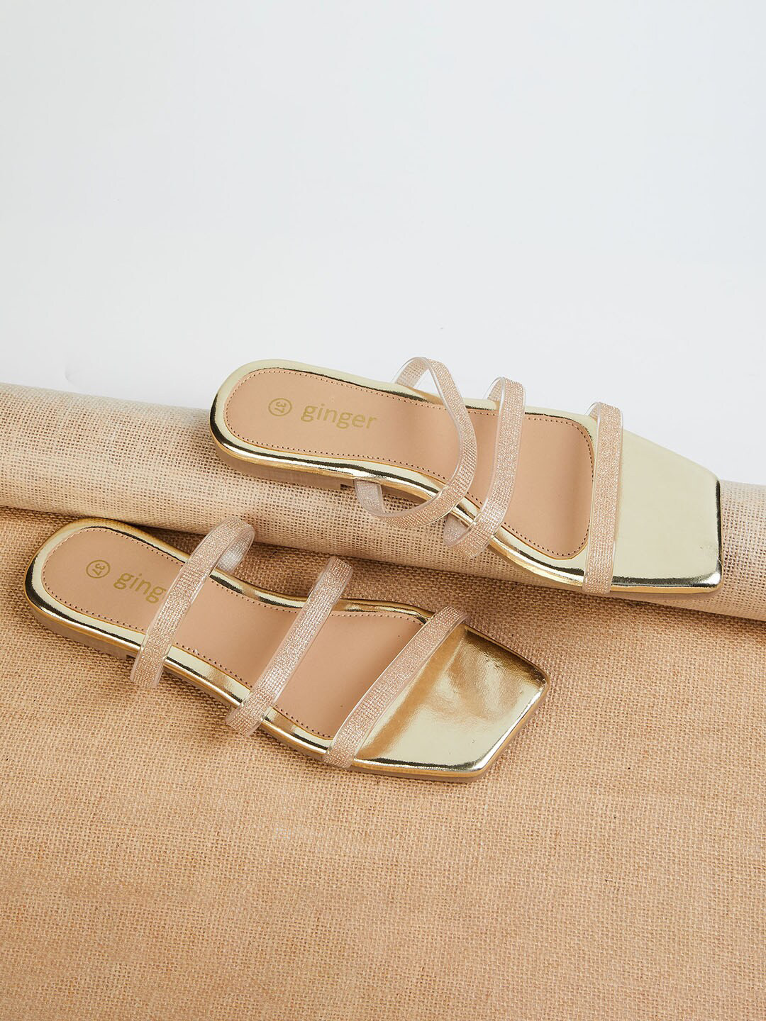 Buy Ginger By Lifestyle Women Gold Toned Embellished Flats - Flats for ...