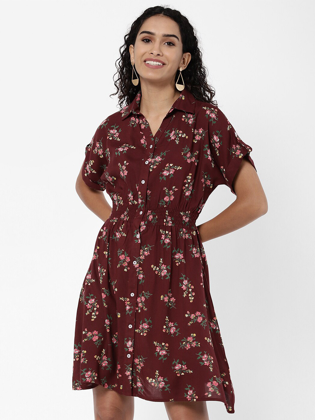 Buy R&B Women Maroon Floral Print Dress - Dresses for Women 19289368 ...