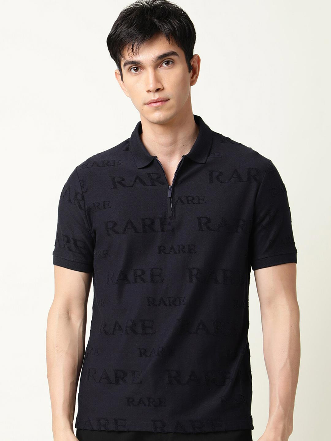 Buy RARE RABBIT Men Gesset Typography Printed Cotton Polo Collar Slim ...