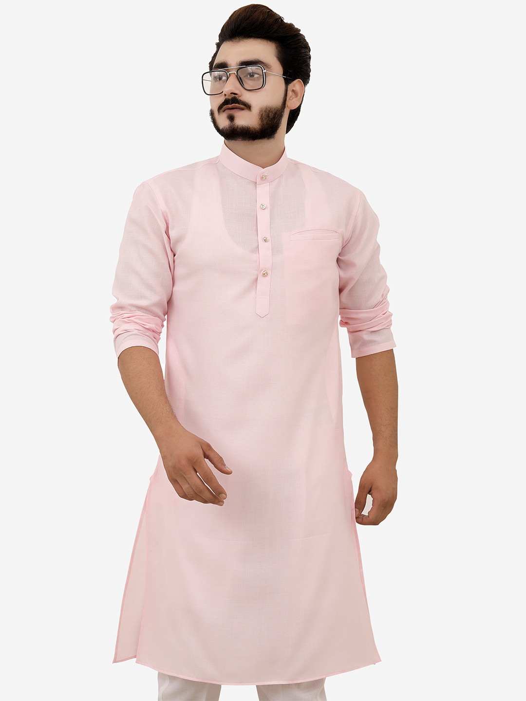 Buy Tibra Collection Men Pink Solid Straight Kurta - Kurtas for Men ...