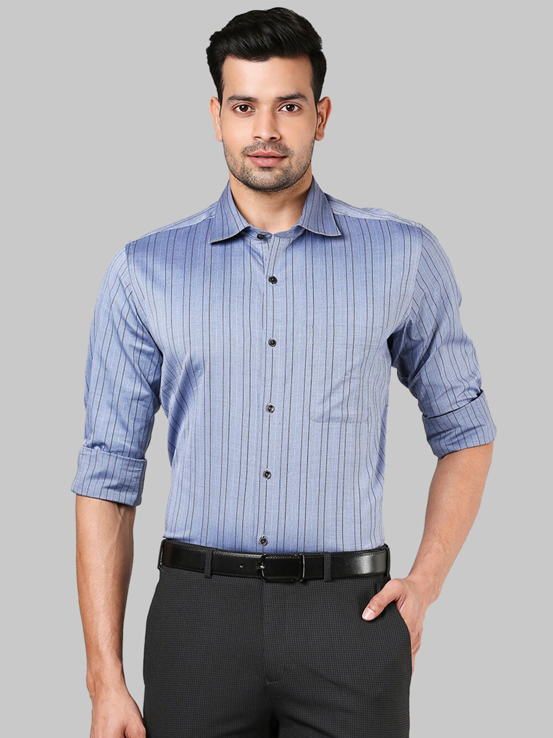 Buy Raymond Men Blue Striped Formal Shirt - Shirts for Men 19291112 ...