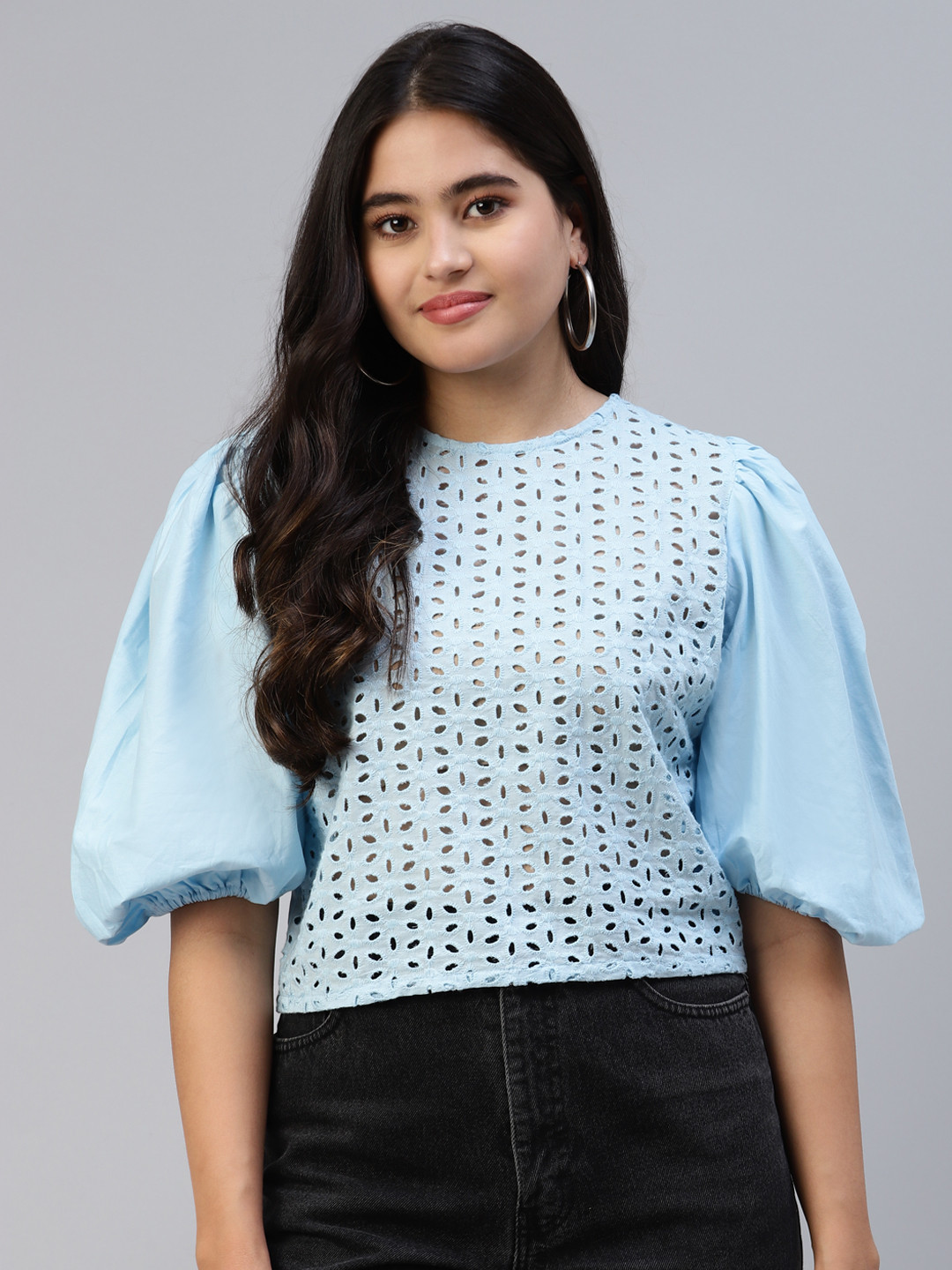 Buy PlusS Women Blue Self Design Top - Tops for Women 19291314 | Myntra