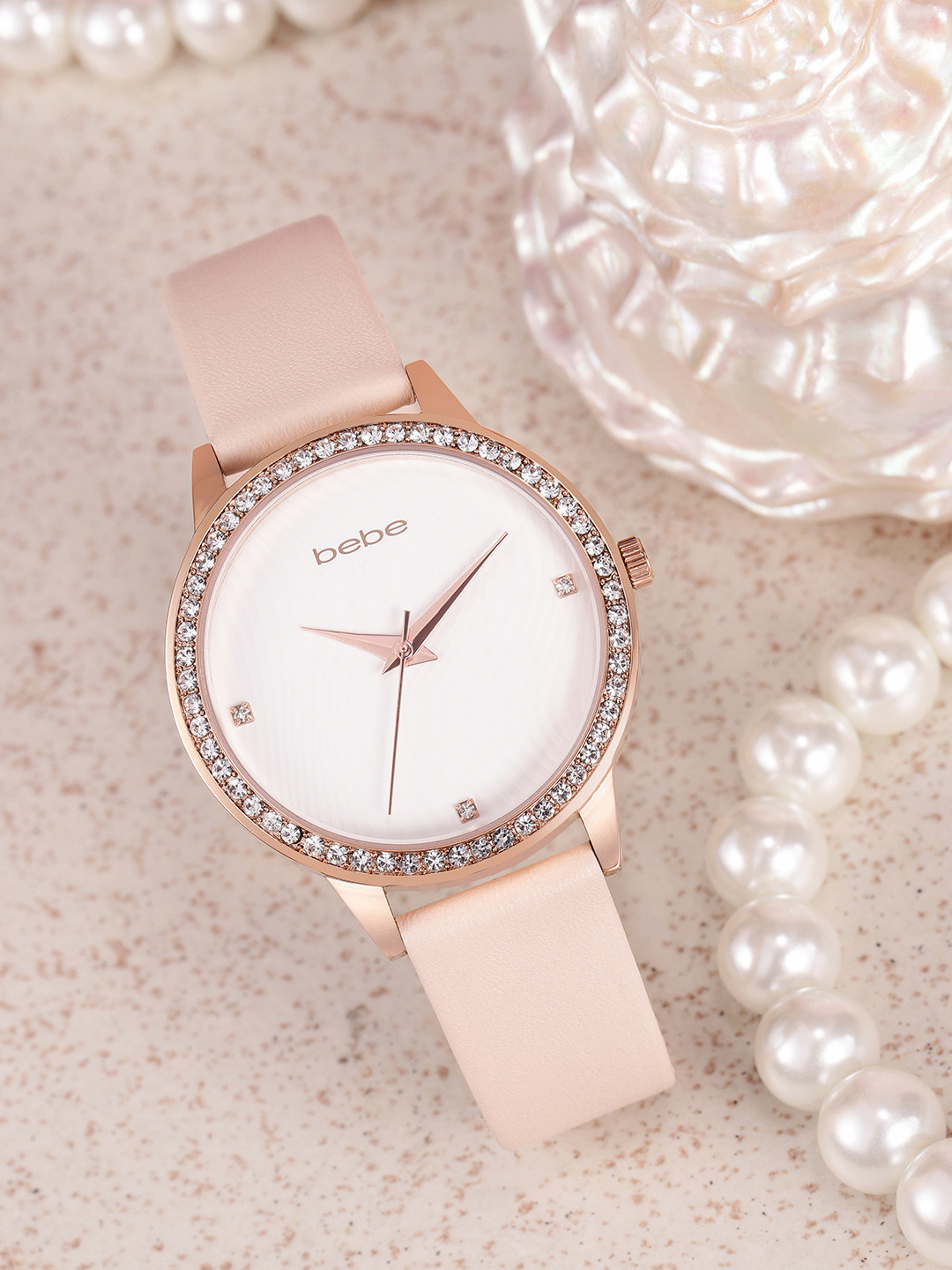 Buy Bebe Women White Embellished Analogue Watch BB 12 01 - Watches for ...