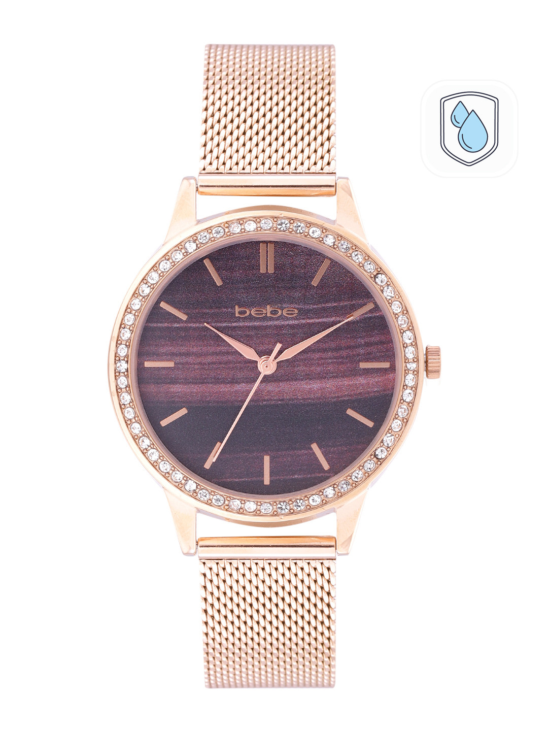 Buy Bebe Women Purple Printed Dial & Rose Gold Toned Bracelet Style ...