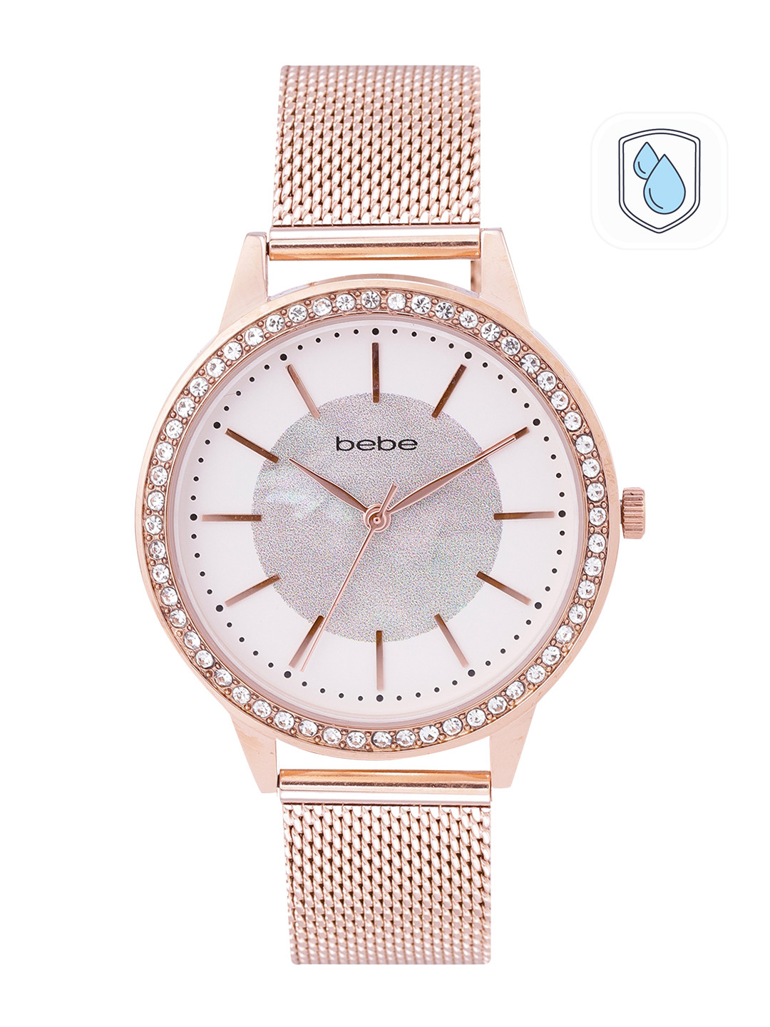 Buy Bebe Women White Printed Dial & Rose Gold Toned Bracelet Style ...