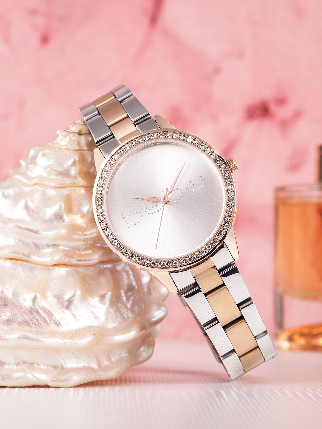 Buy Bebe Women Silver Toned Embellished Analogue Watch BB 08 01 ...