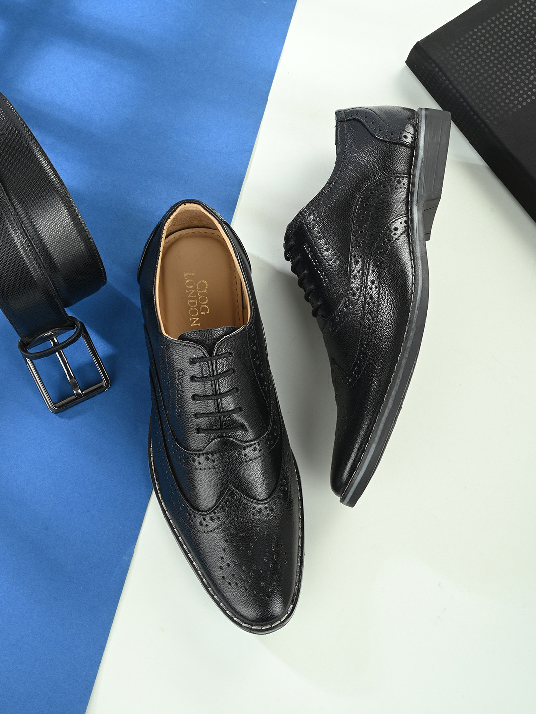 Buy CLOG LONDON Men Black Formal Leather Brogue Shoes - Formal Shoes ...