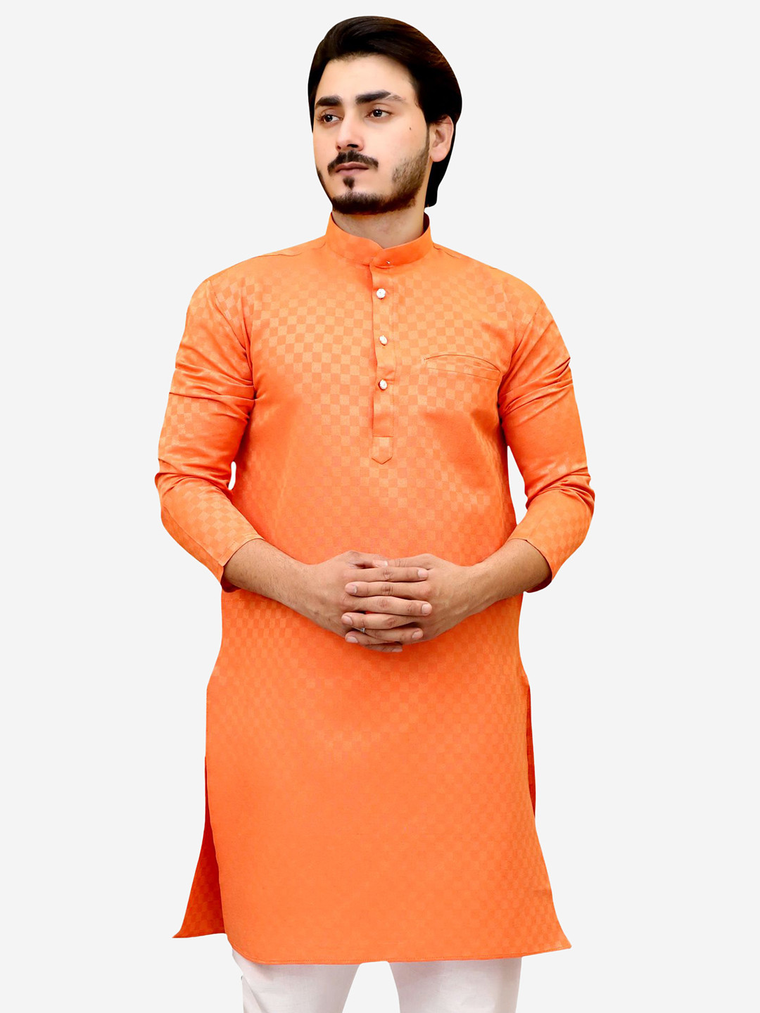 Buy Tibra Collection Men Orange Dobby Kurta - Kurtas for Men 19299096 ...