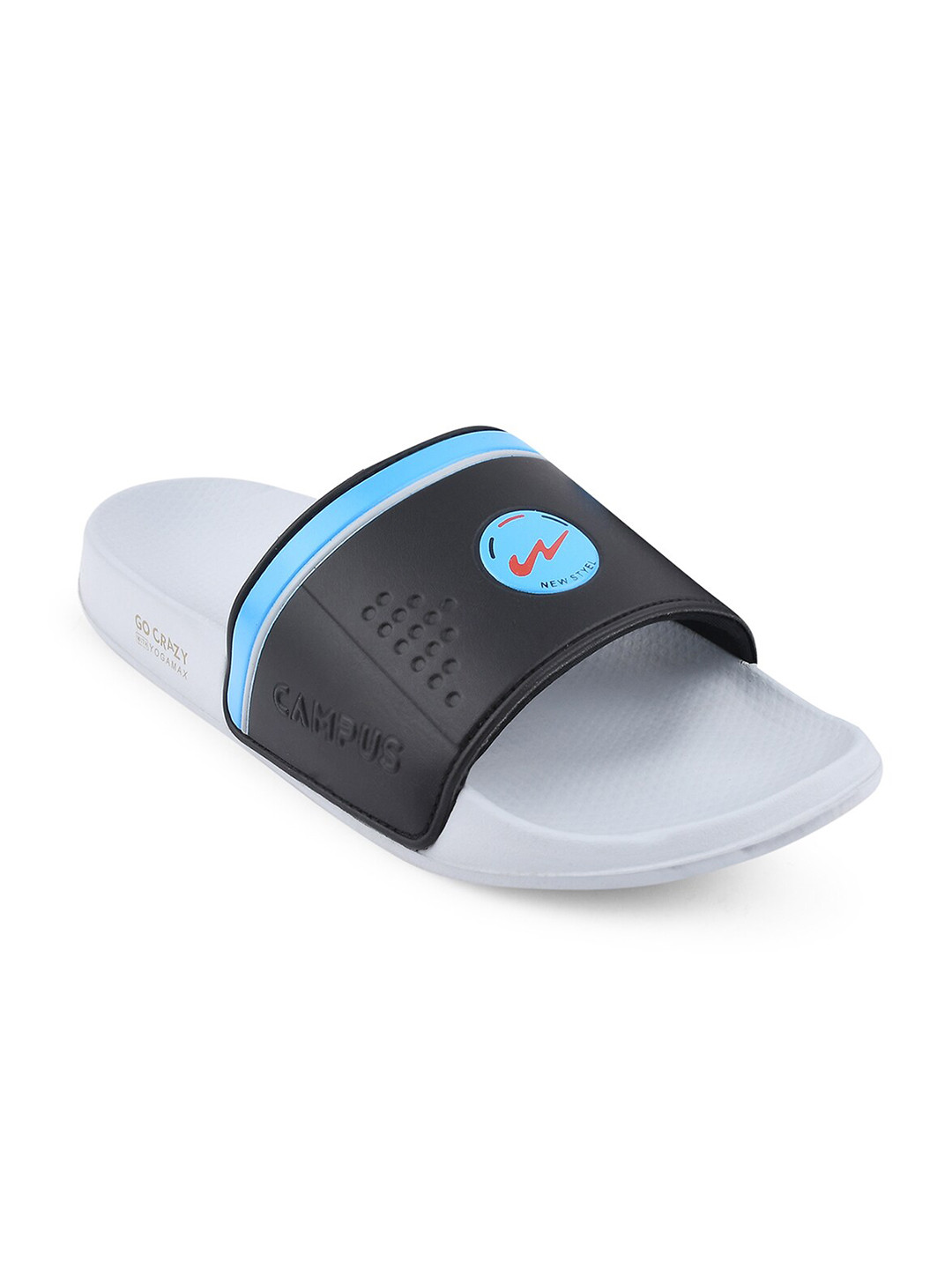 Buy Campus Men Grey & Blue Printed Sliders - Flip Flops for Men ...