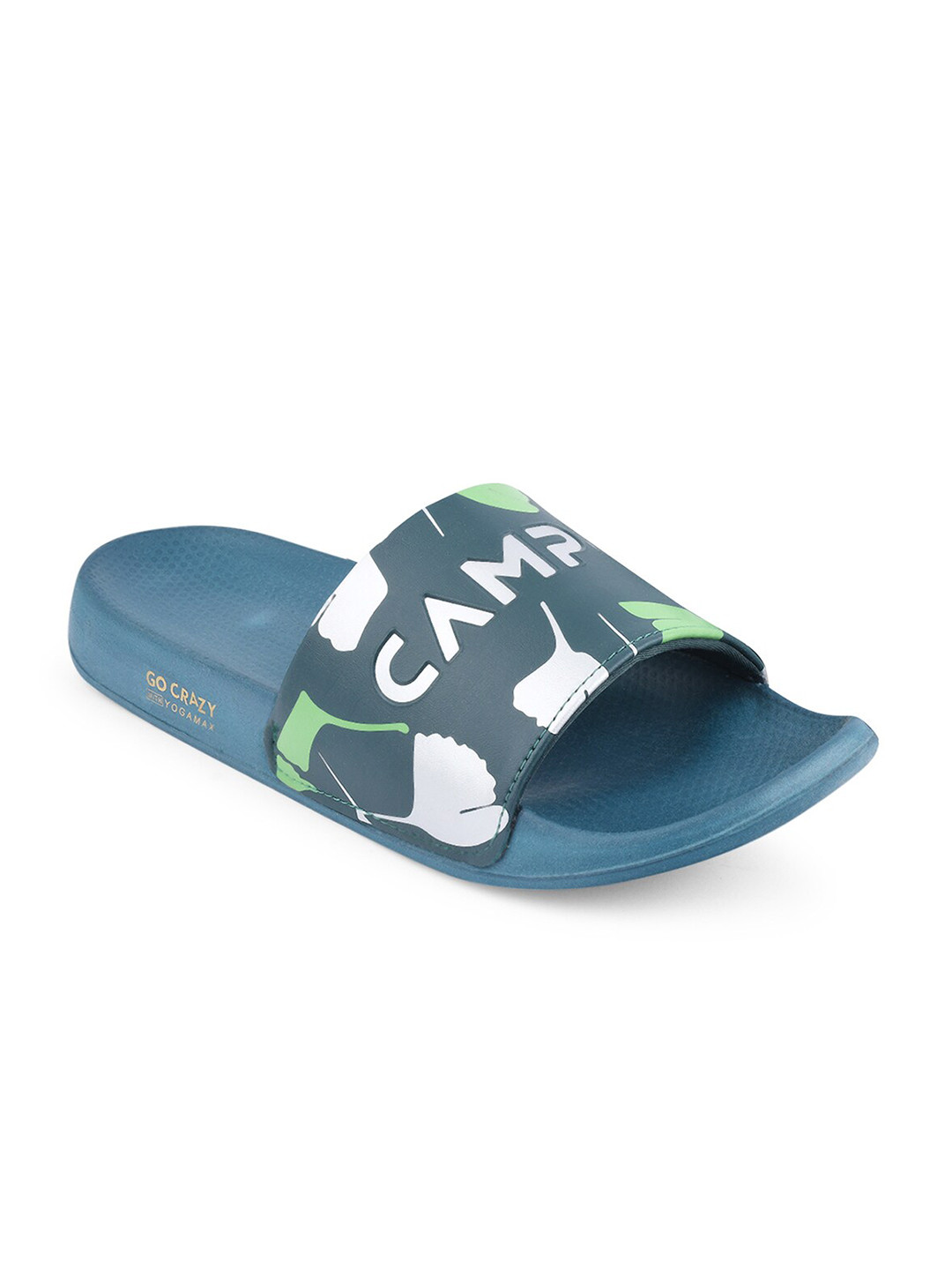 Buy Campus Men Green & Blue Printed Sliders - Flip Flops for Men ...