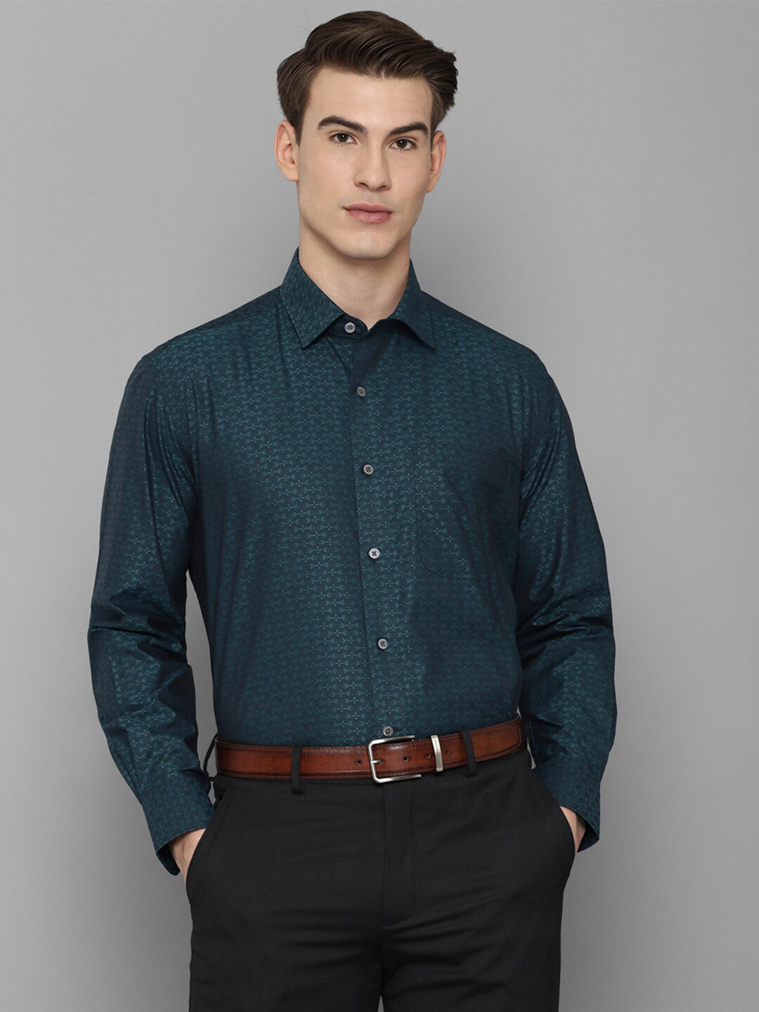 Buy Luxure By Louis Philippe Men Teal Formal Shirt - Shirts for Men ...