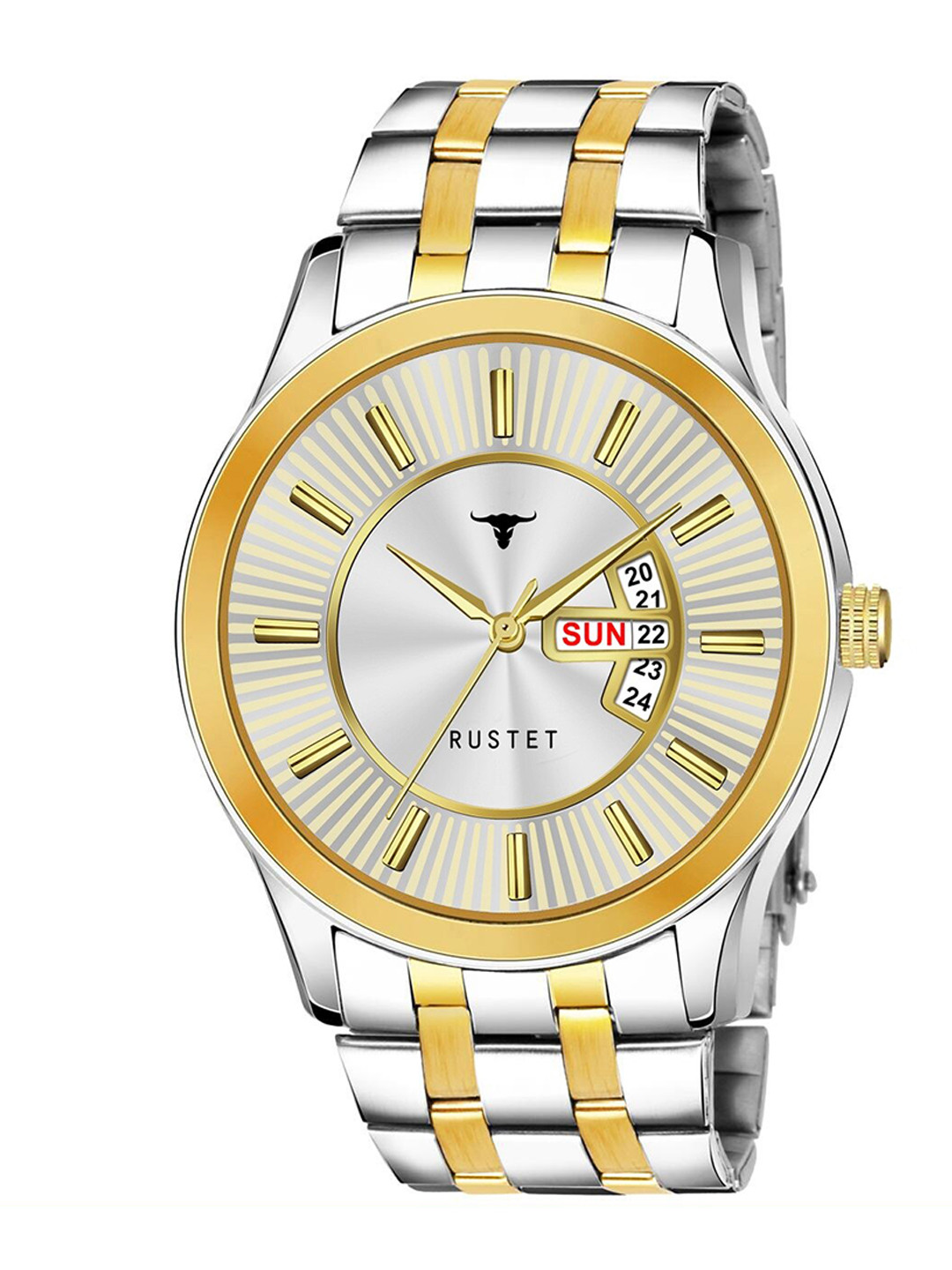 Buy RUSTET Men Gold Toned Brass Stainless Steel Bracelet Style Straps ...