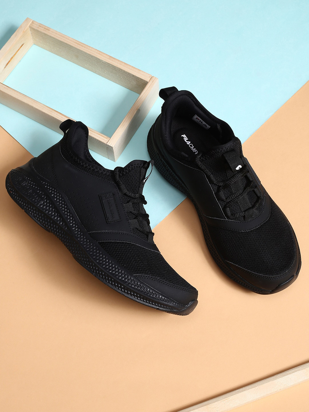 Buy FILA Men Black Textured PU REACHER Sneakers - Casual Shoes for Men ...