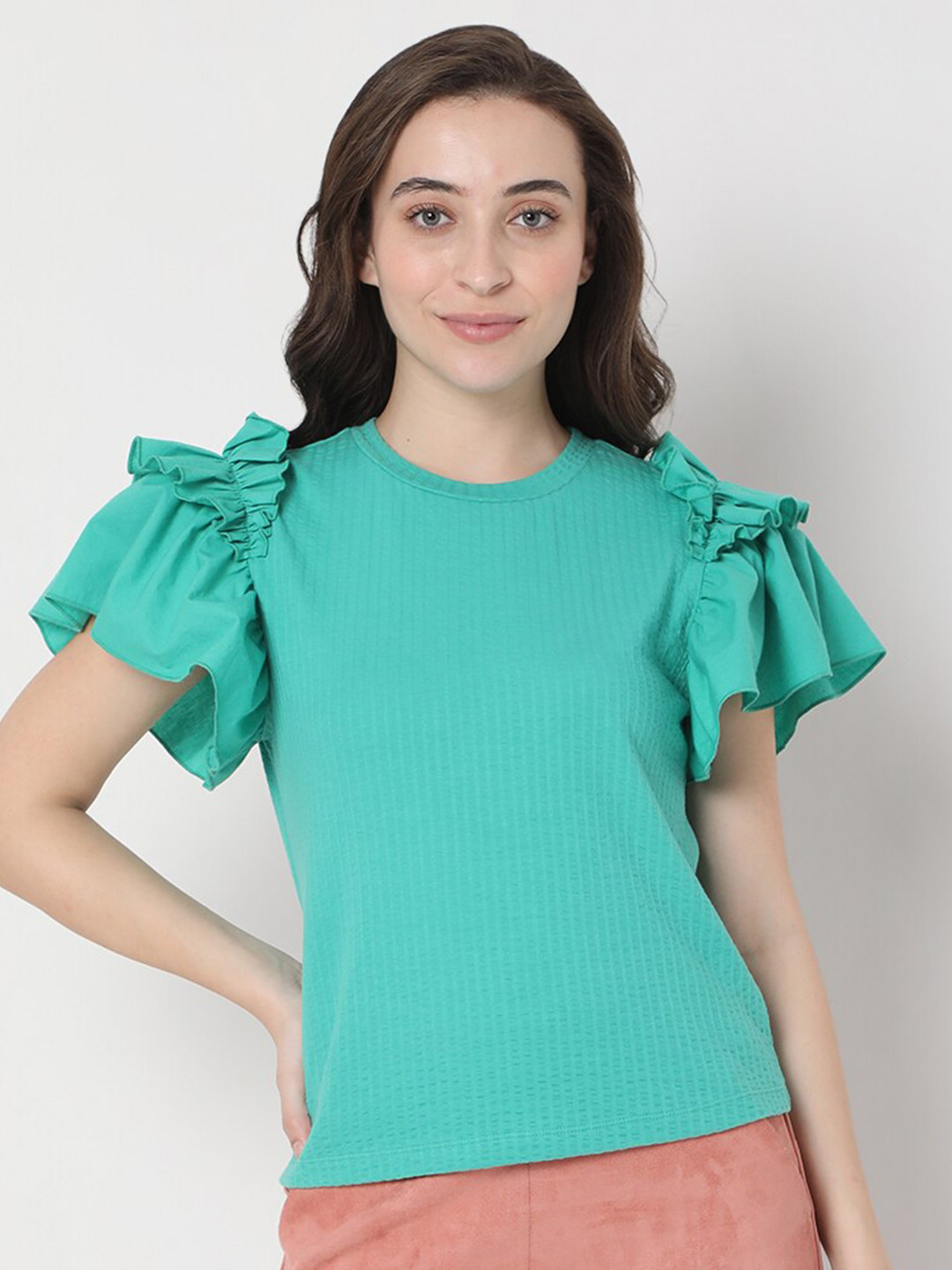 Buy Vero Moda Women Green Flared Sleeve Top - Tops for Women 19308308 ...