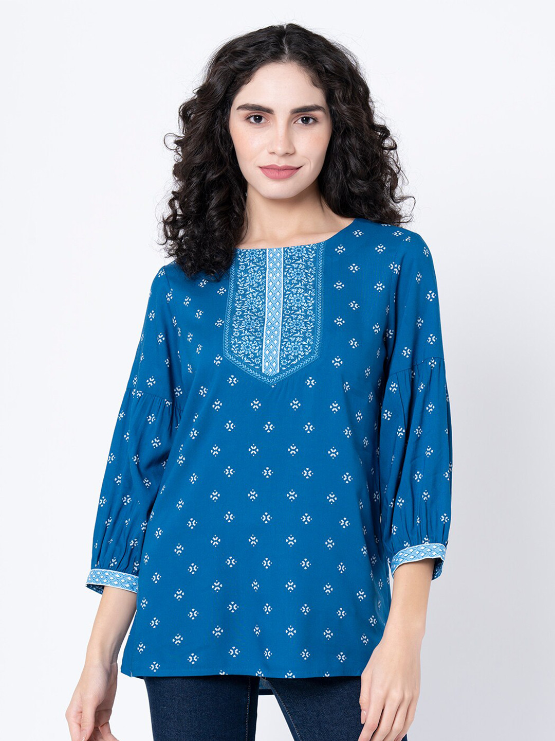 Buy Mode By Red Tape Blue Print Top - Tops for Women 19310016 | Myntra