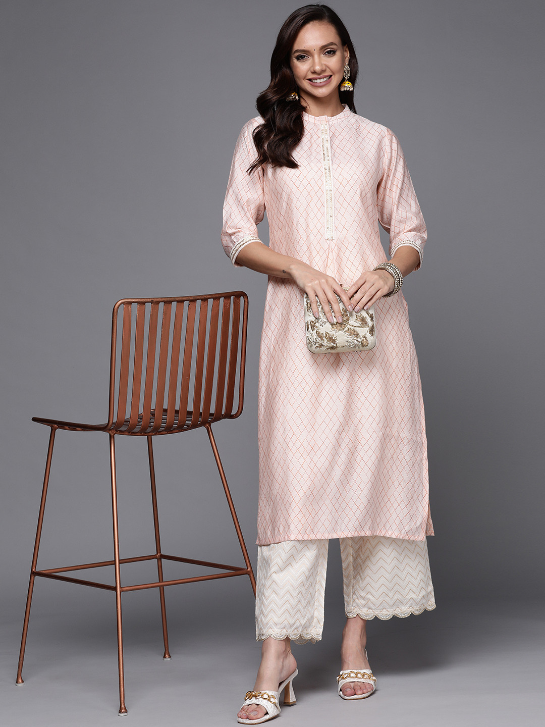 Buy Libas Women Peach Coloured Printed Kurta - Kurtas for Women ...
