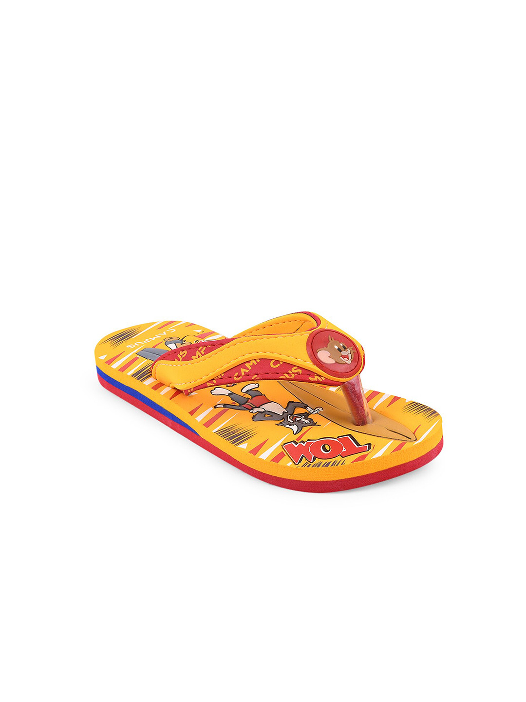 Buy Campus Unisex Kids Yellow & Red Rubber Sliders - Flip Flops for ...