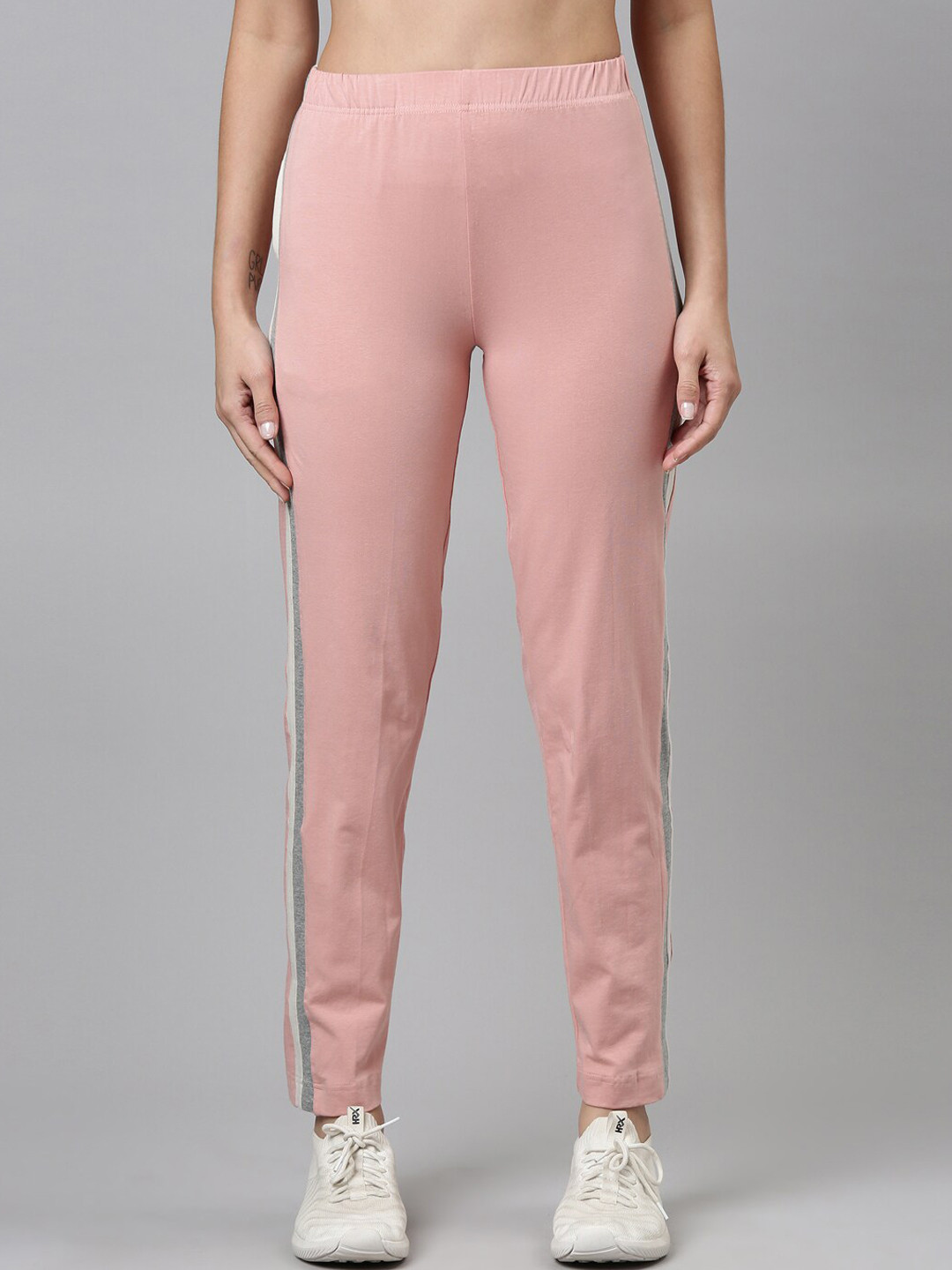 Buy Go Colors Women Pink Solid Side Striped Track Pants - Track Pants ...