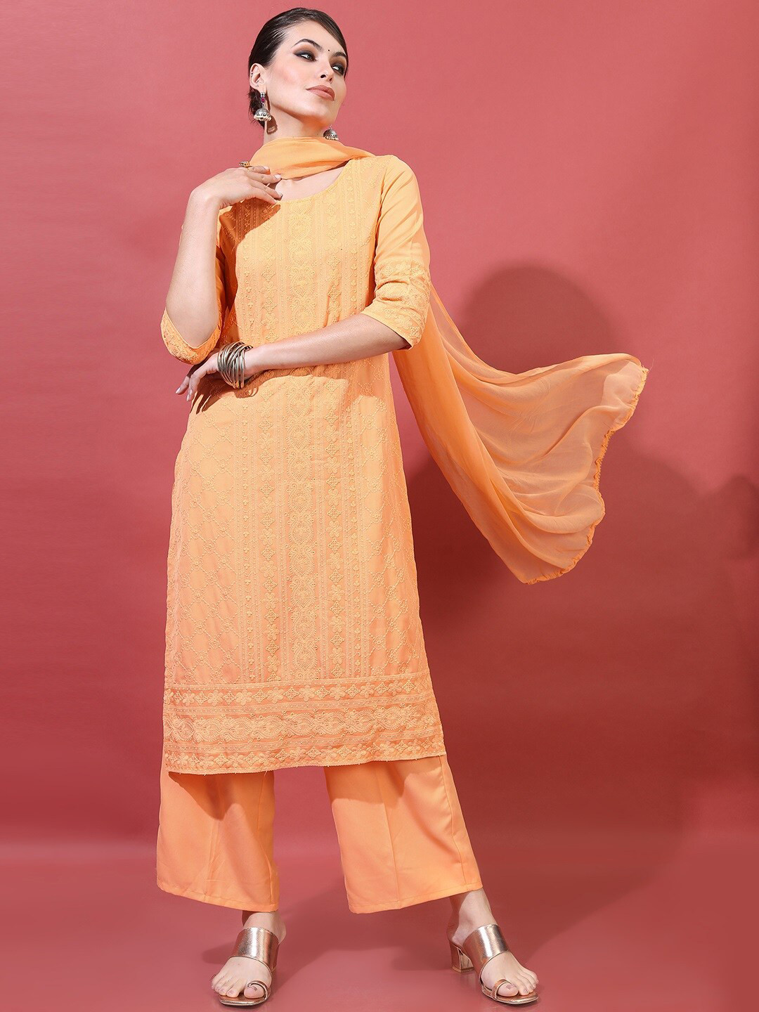 Buy Vishudh Women Solid Polyester Kurta Set - Kurta Sets for Women ...