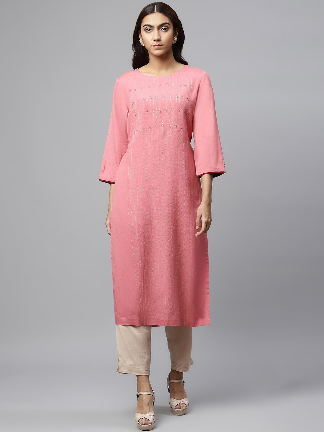 Buy Linen Club Woman Women Pink Kurta - Kurtas for Women 19318532 | Myntra