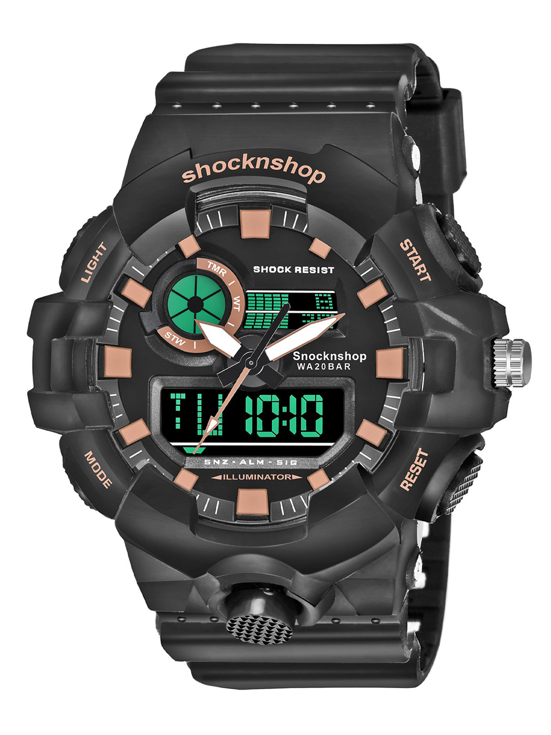 Buy Shocknshop Men Black Dial & Black Straps Analogue And Digital Multi ...