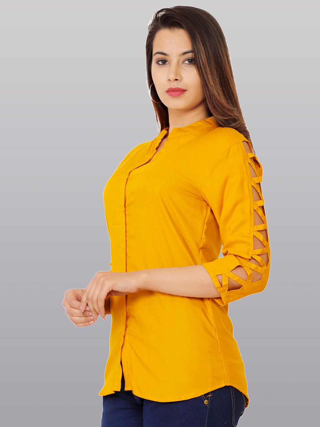 Buy Fab Star Yellow High Low Longline Top - Tops for Women 19319028 ...