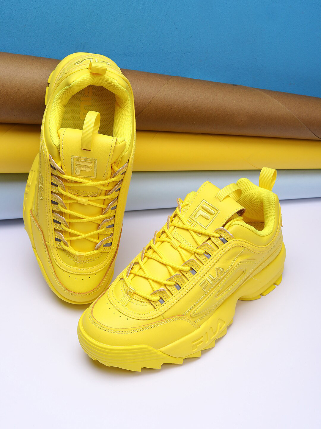 Buy FILA Women Yellow PU DISRUPTOR II Sneakers - Casual Shoes for Women ...