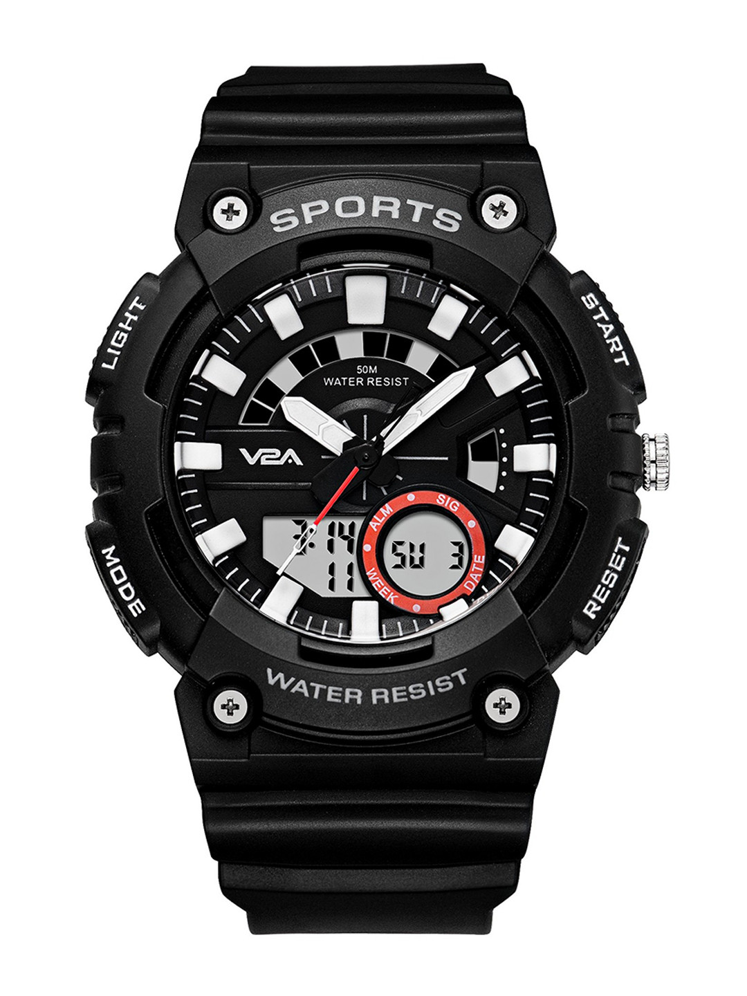 Buy V2A Men Black Dial & Black Straps Analogue And Digital Multi ...