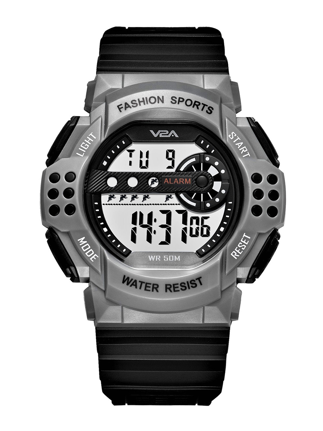 Buy V2A Men Grey Dial & Black Straps Digital Multi Function Watch ...