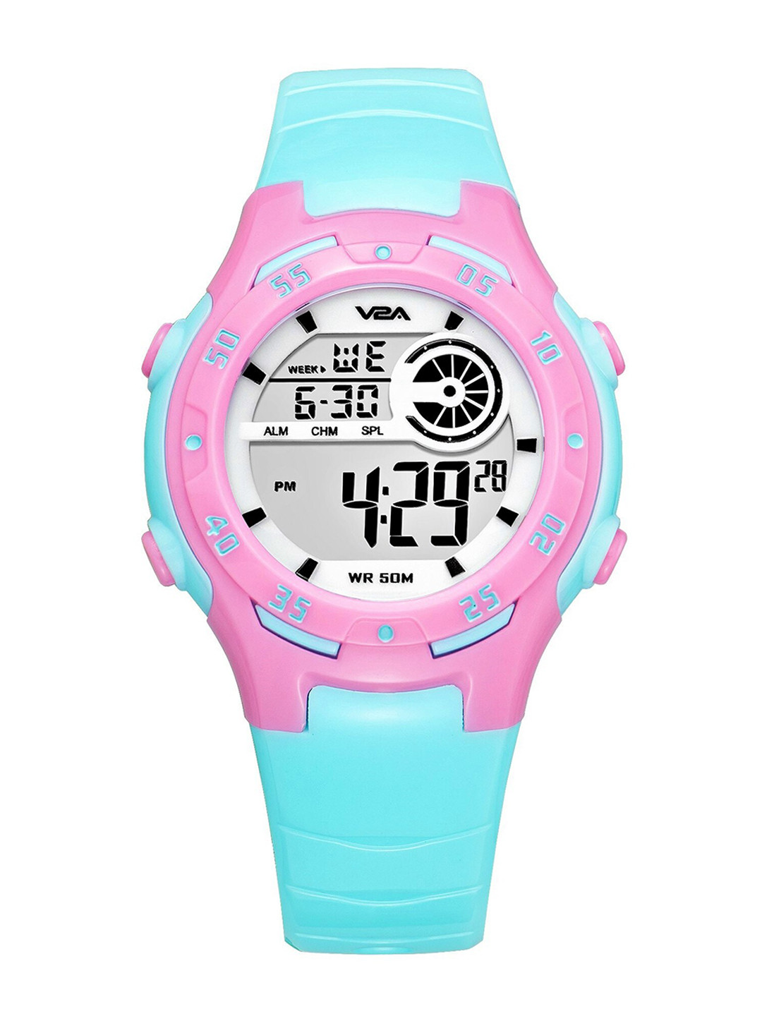 Buy V2A Girls Pink Embellished Dial & Blue Straps Digital Multi ...
