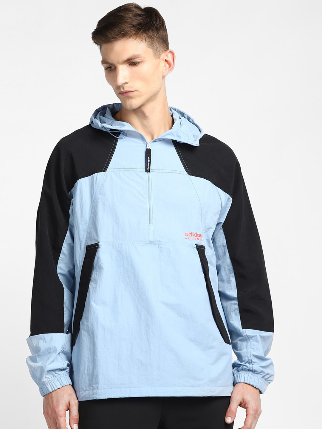 Buy ADIDAS Originals Men Blue Colourblocked Longline Sporty Jacket With ...