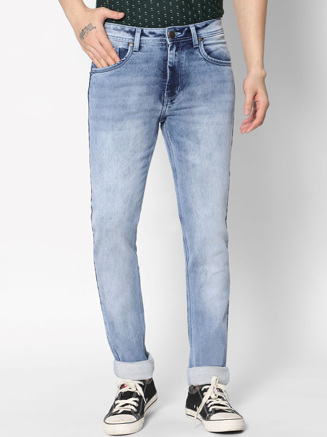 Buy HJ HASASI Men Blue Heavy Fade Stretchable Regular Fit Jeans - Jeans ...