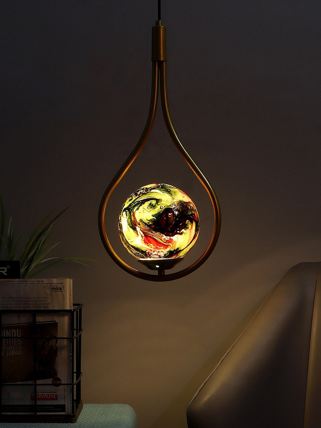 Buy MFD HOME FURNISHING Gold Toned Solid 3D Glass Ceiling Lamp ...