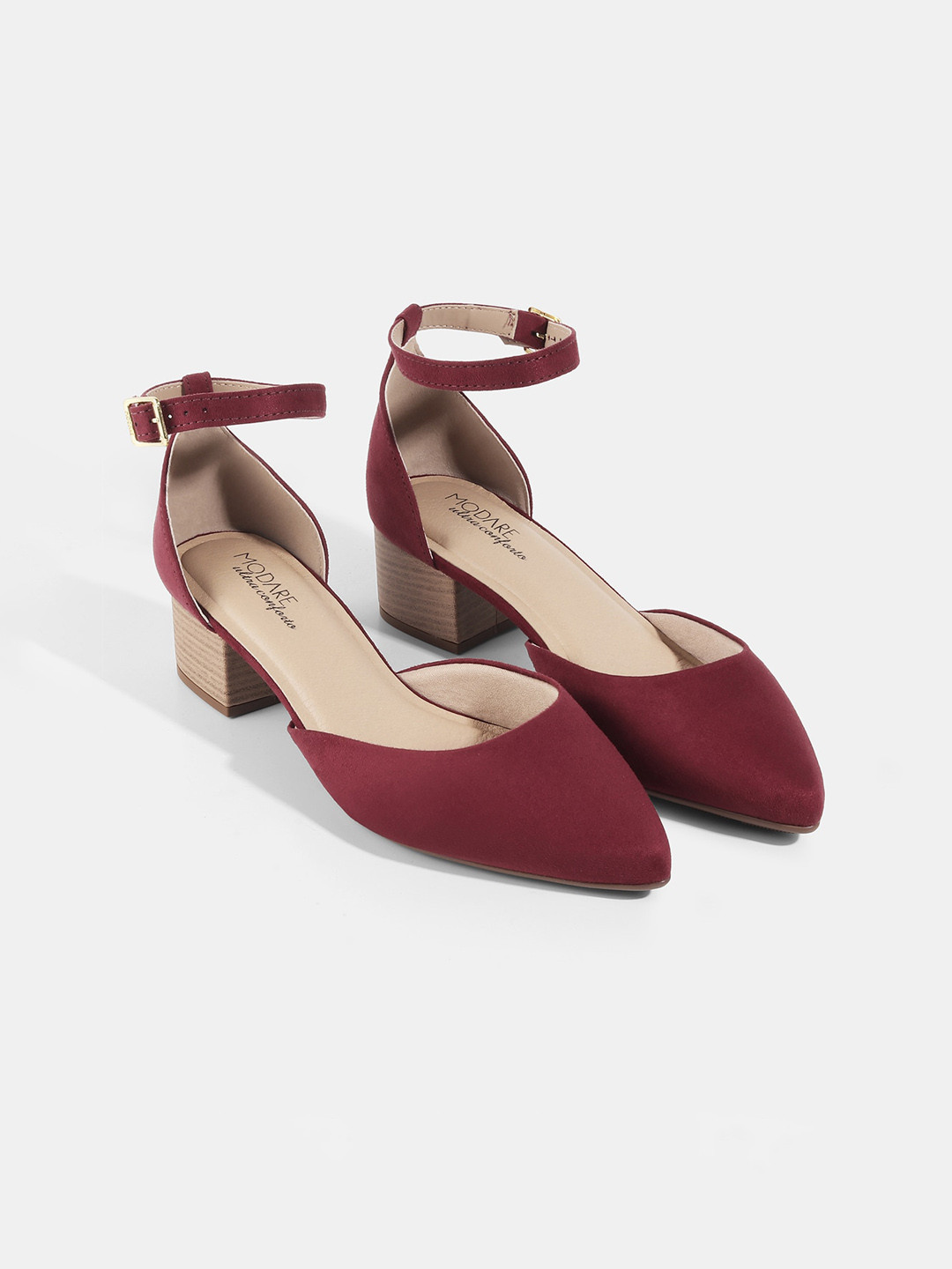 Buy MODARE Red Suede Block Pumps Heels - Heels for Women 19332974 | Myntra