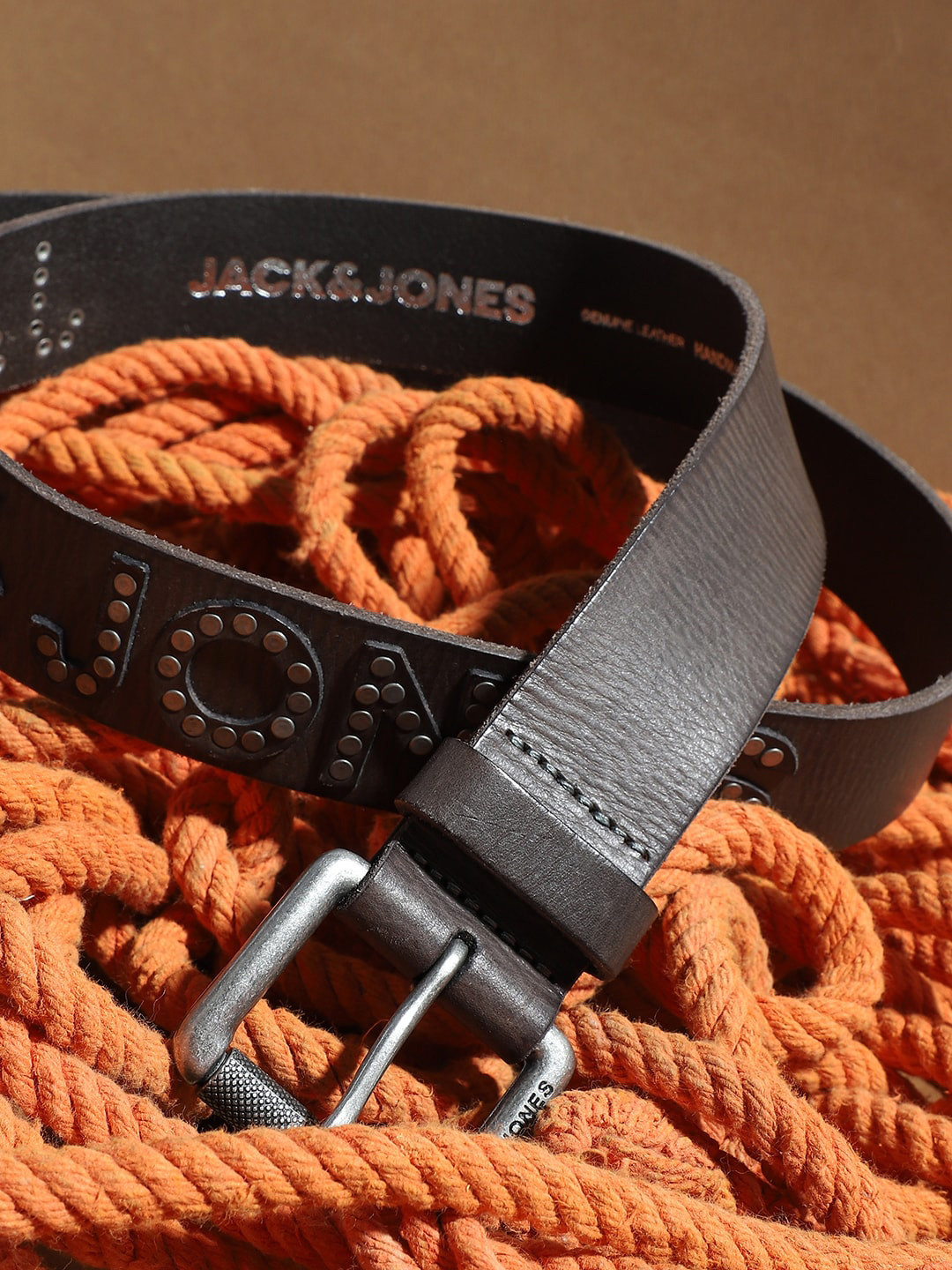 Buy Jack & Jones Men Brown Textured Leather Belt - Belts for Men ...