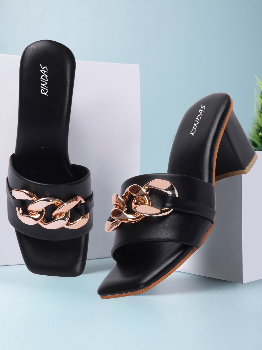 Buy RINDAS Women Black Party Block Mules - Heels for Women 19336626 ...