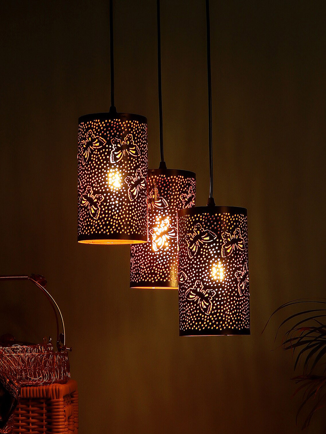 Buy MFD HOME FURNISHING Black Solid Metal Ceiling Pendant Lamp ...