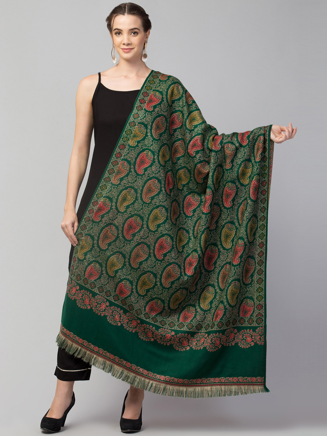 Buy Tweedle Women Green Woven Design Shawl - Shawl for Women 19338780 ...
