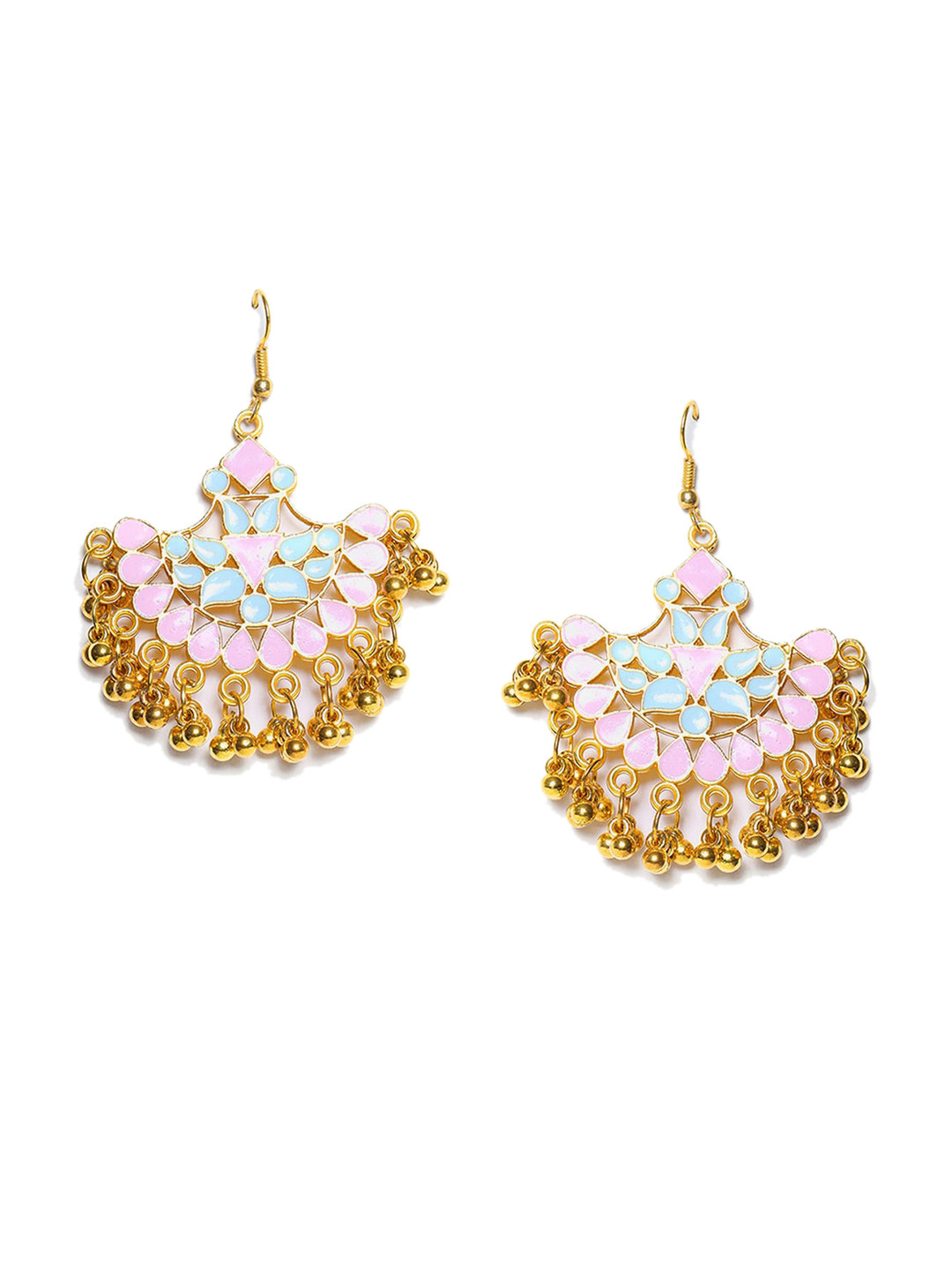 Buy W Pink & Gold Toned Crescent Shaped Drop Earrings - Earrings for ...