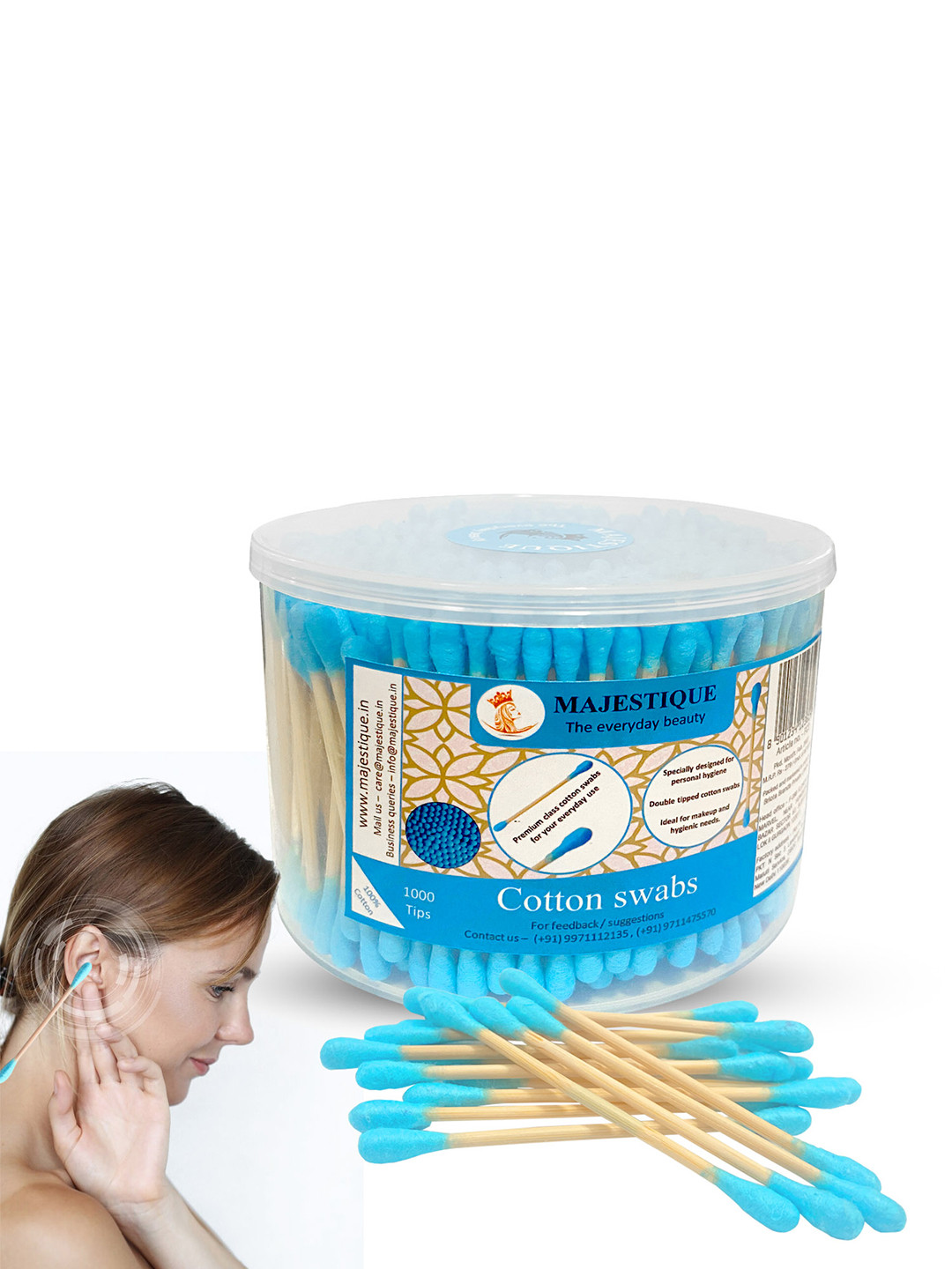 Buy MAJESTIQUE Ear Cleaner Buds Cotton Swab Stick 1000 Tips - Baby ...