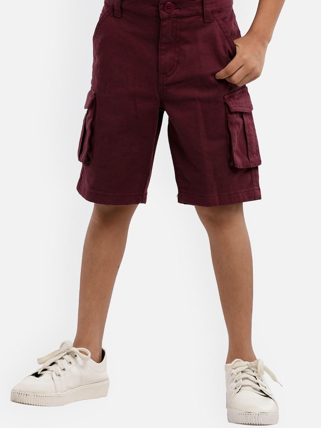 Buy UNDER FOURTEEN ONLY Boys Maroon Cargo Shorts - Shorts for Boys ...