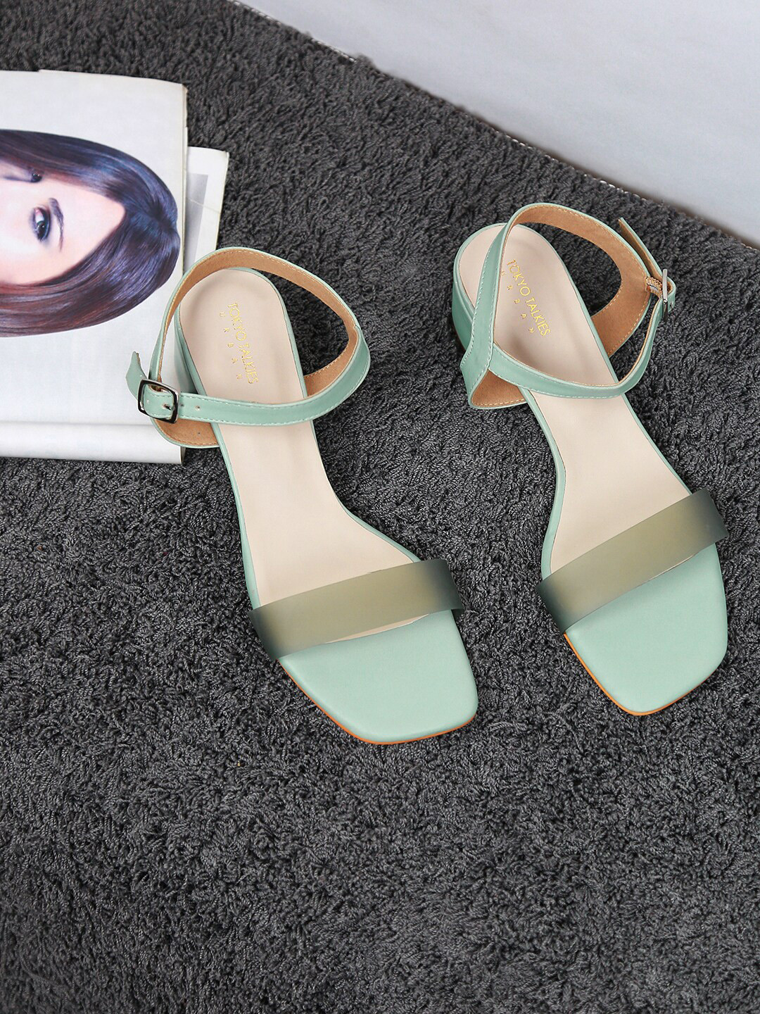 Buy Tokyo Talkies Women Teal Solid Block Open Toe Heels - Heels for ...