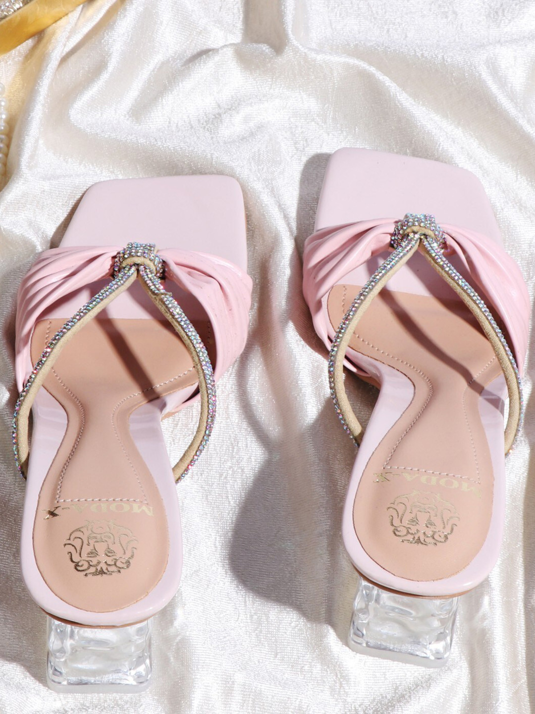 Buy MODA X Women Pink Transparent Block Heels - Heels for Women ...